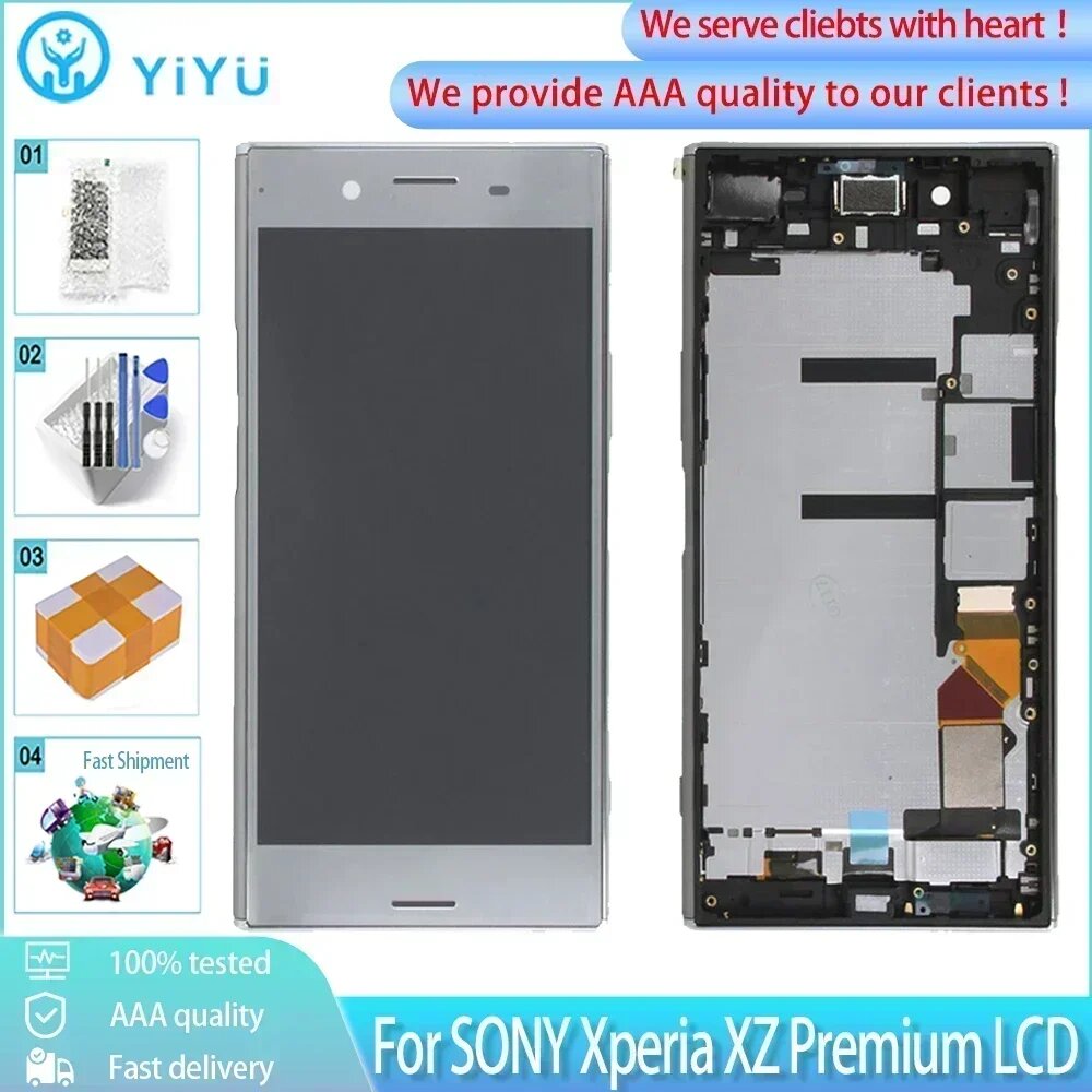 Оригинальный ЖК-дисплей премиум-класса 5,5 дюйма для SONY XPERIA XZ с сенсорной панелью Red No Frame