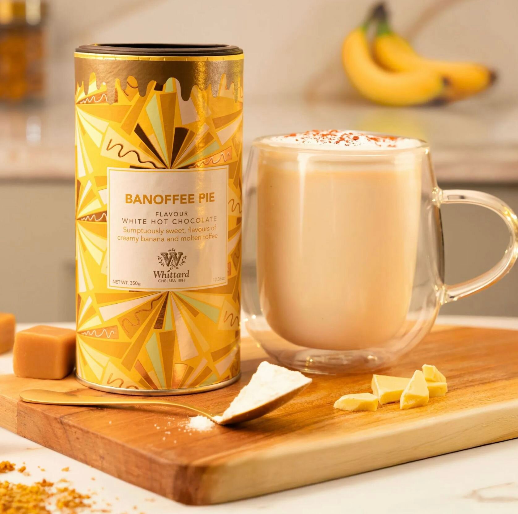 Whittard of Chelsea Белый Горячий шоколад Banoffee Pie со вкусом бананового пирога с ириской 350г