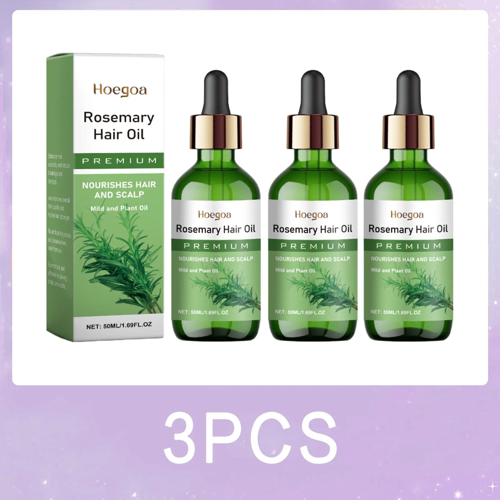 Масло для роста волос Hoegoa с розмарином 50 мл 3x50ml Boxed