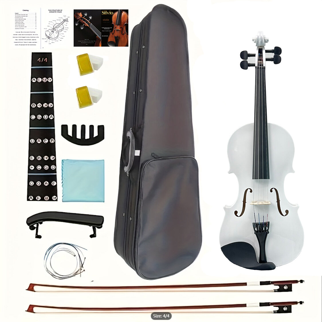 Полноразмерный набор скрипок 4/4 предназначен для взрослых новичков, в то время как стартовый набор предоставляет скрипачам все необходимое для начала работы