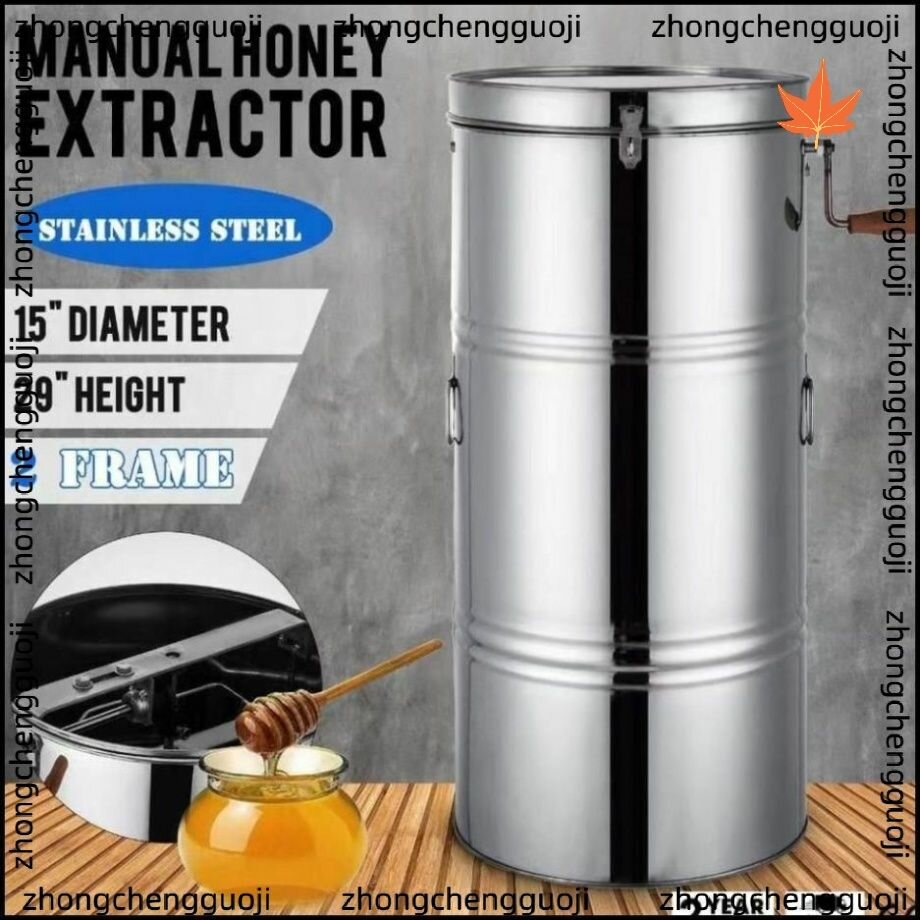 Ручная медосборница honey shaker из нержавеющей стали подходит для ульев размером менее 26* 50 см, вместимостью 25 кг меда и размером 35* 75 см.
