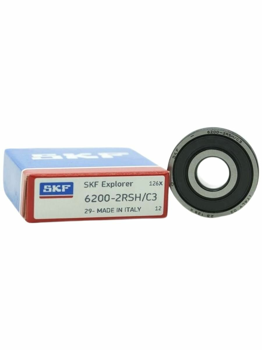 Подшипник 6200-2RSH/C3 SKF (10x30x9 мм) шариковый радиальный, водостойкий с тепловым зазором для стиральных машин и электроинструмента, 1 шт.