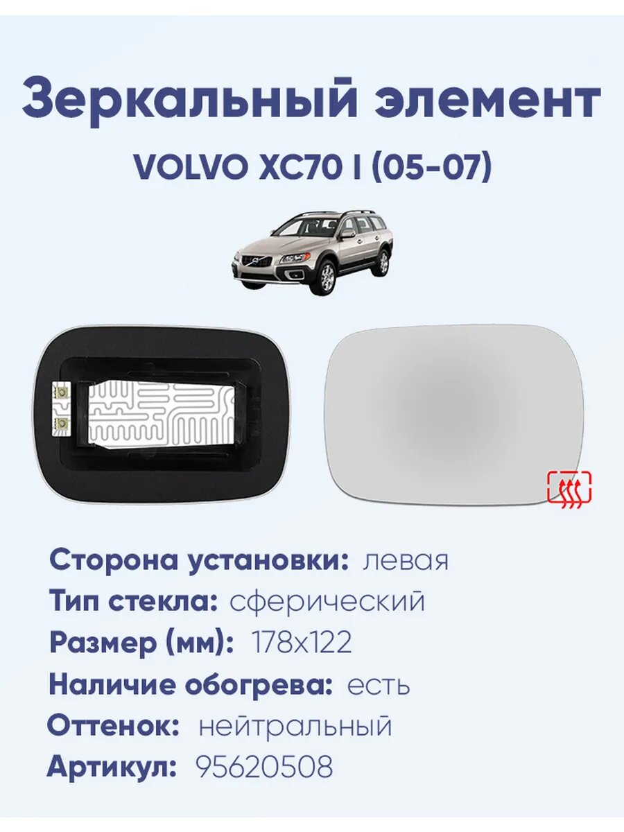 Зеркальный элемент левый VOLVO XC70 I (05-07)A95620508