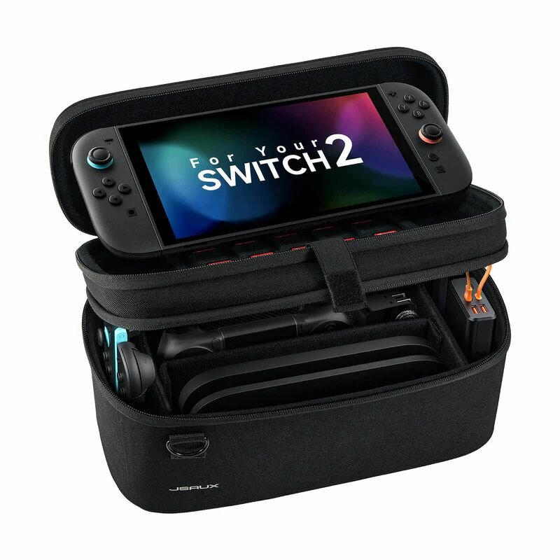Сумка JSAUX для переноски и хранения Nintendo Switch 2, универсальный кейс для игровой консоли Нинтендо Свитч 2, док-станции, контроллеров, картриджей, джойконов и других аксессуаров (BG0121)