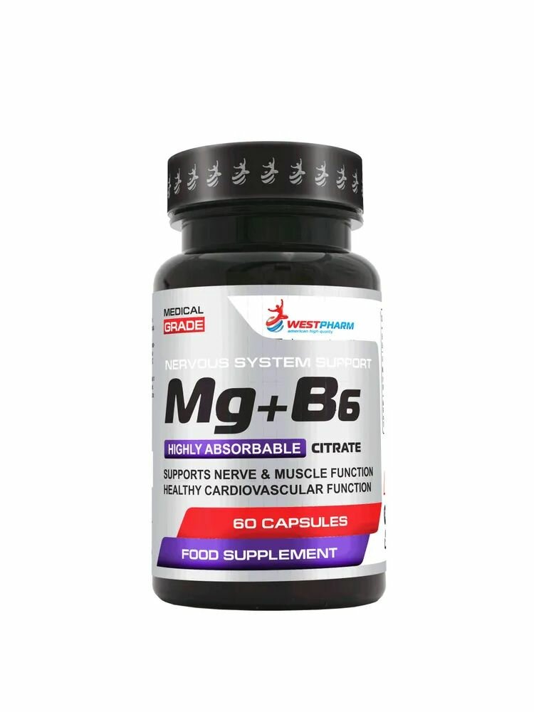 Westpharm / Mg+B6 / Магний+B6 / Магний б6 / 60 капсул