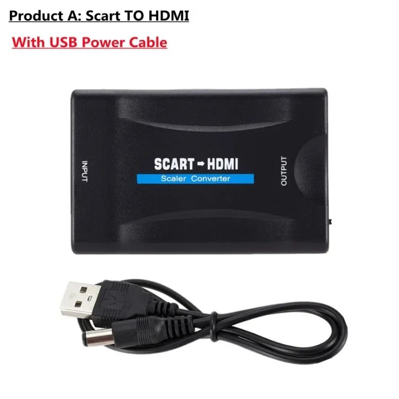 GRWIBEOU Конвертер SCART в HDMI With USB Cable