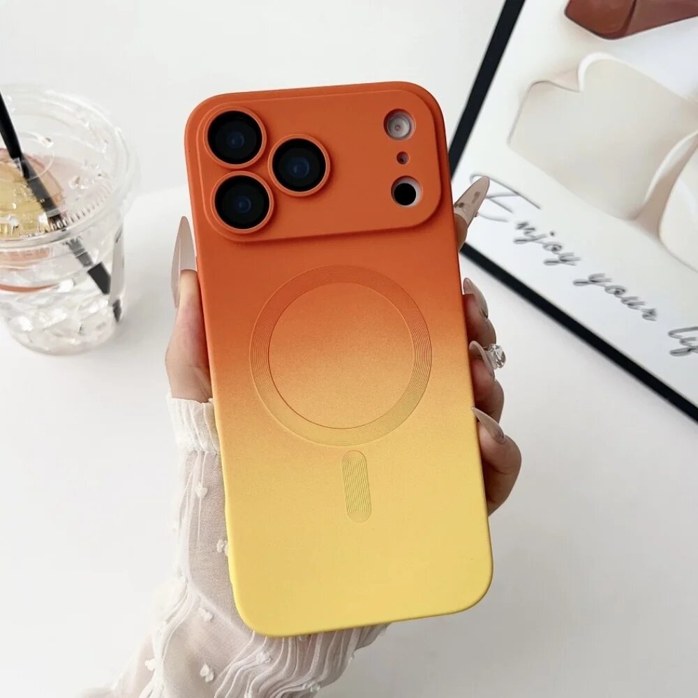 Силиконовый чехол для iPhone 11 Pro Max, оранжево-желтый, MagSafe