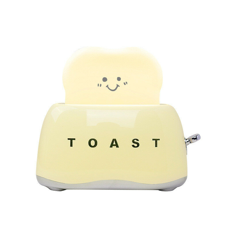 Retro toaster night light with dimming timer for teen room decor and gift, yellow