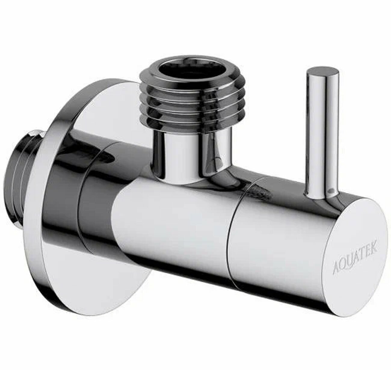 Вентиль угловой с рычажным выключателем Aquatek AQ2452CR хромированный, латунный