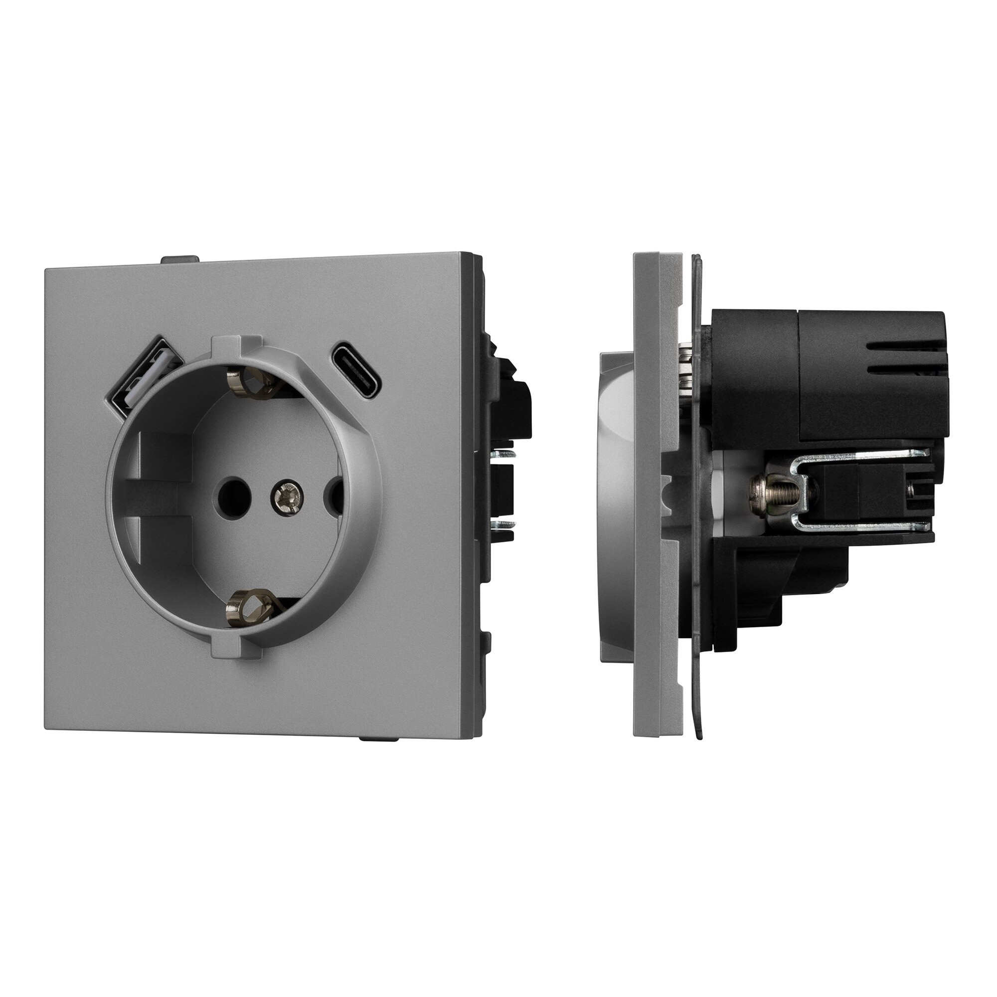 Механизм розетки с USB зарядкой SCT-TENDO-MUAC-PL-GR (230V, 16A) (Arlight, Графитовый) 054088