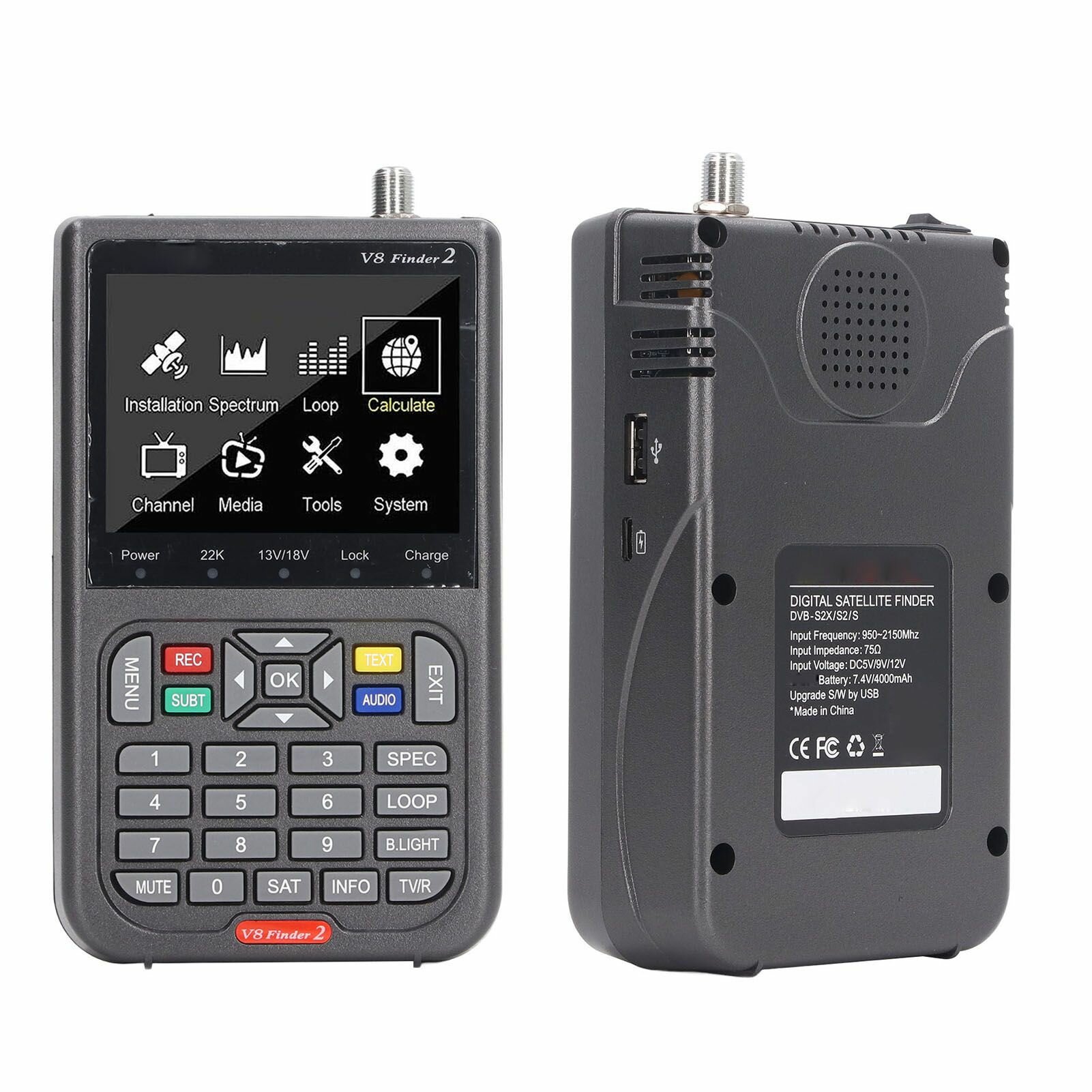 Цифровой спутниковый искатель с ЖК-экраном, портативный измеритель спутникового сигнала, встроенный аккумулятор