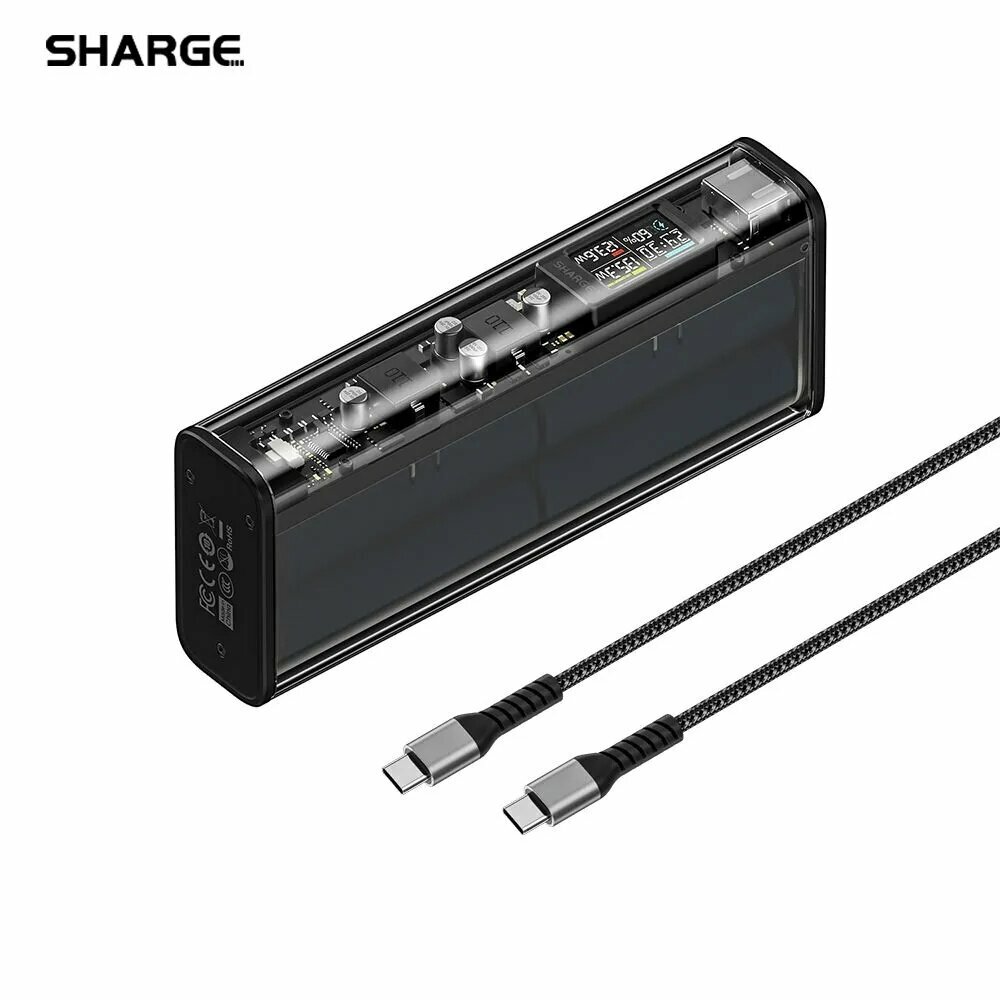 SHARGEEK 140 Портативный аккумулятор 140W USB-C & USB-A 20000mAh, прозрачный корпус