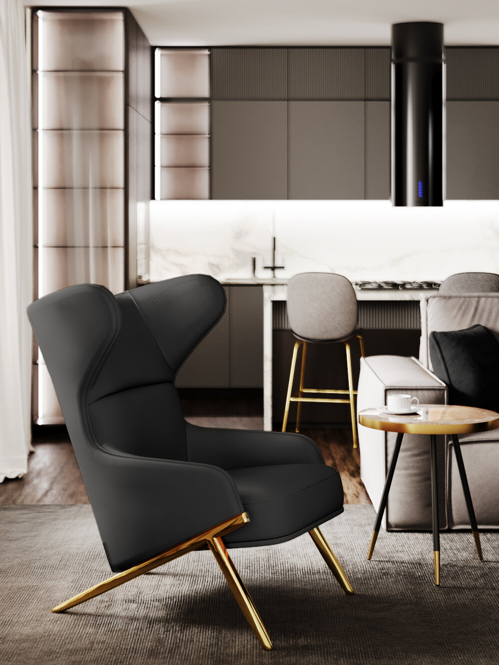 Кресло дизайнерское в современном стиле VESPA, экокожа 70х90х70