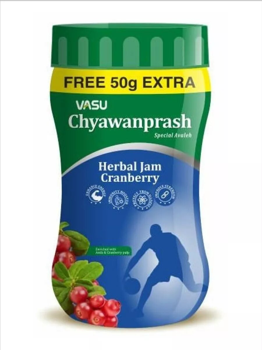 Джем Чаванпраш (Chyawanprash) аюрведический с клюквой, 550 г