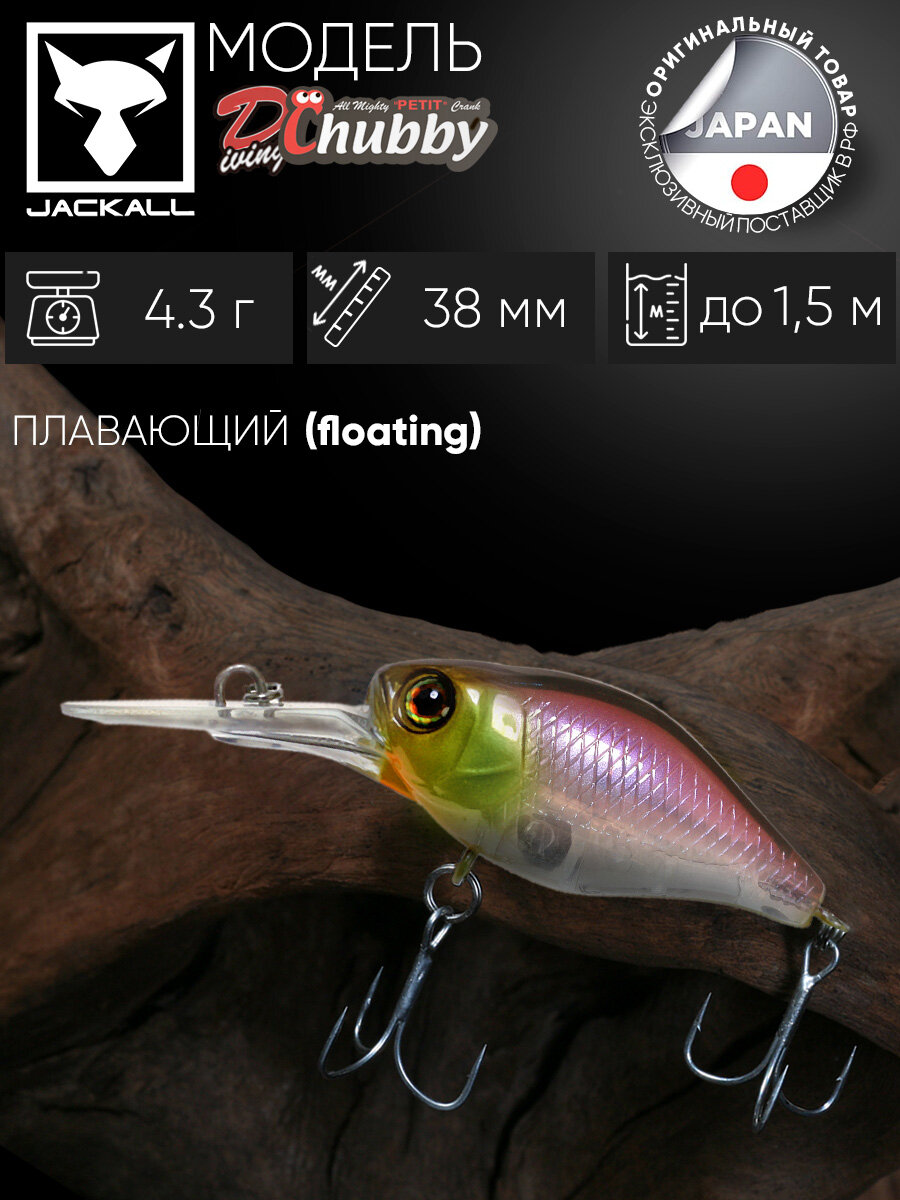 Воблер JACKALL Diving Chubby 38 цв. ghost wakasagi