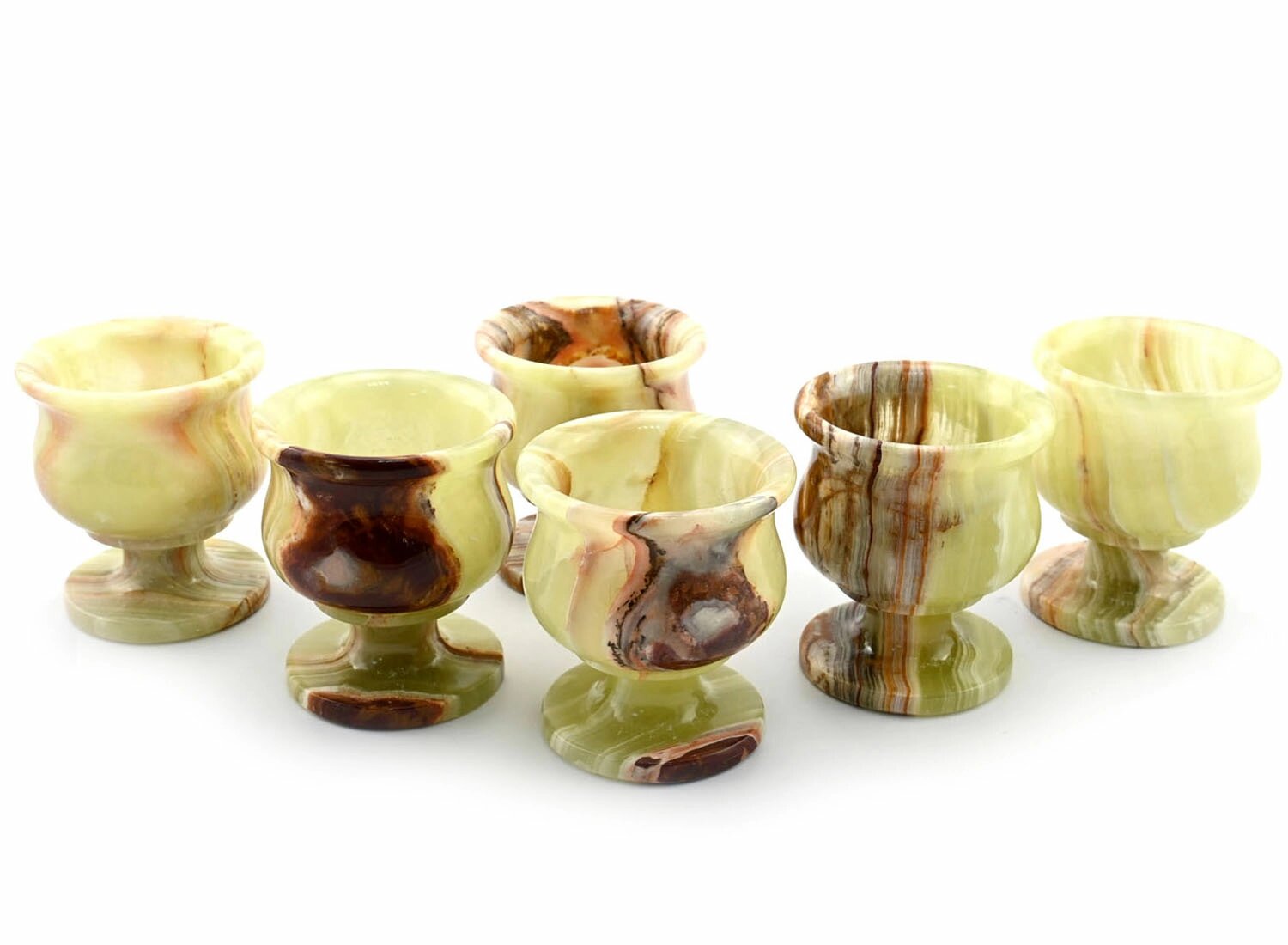 Набор бокалов 60 мл из натурального камня оникс 6 шт 65*65*70мм. .