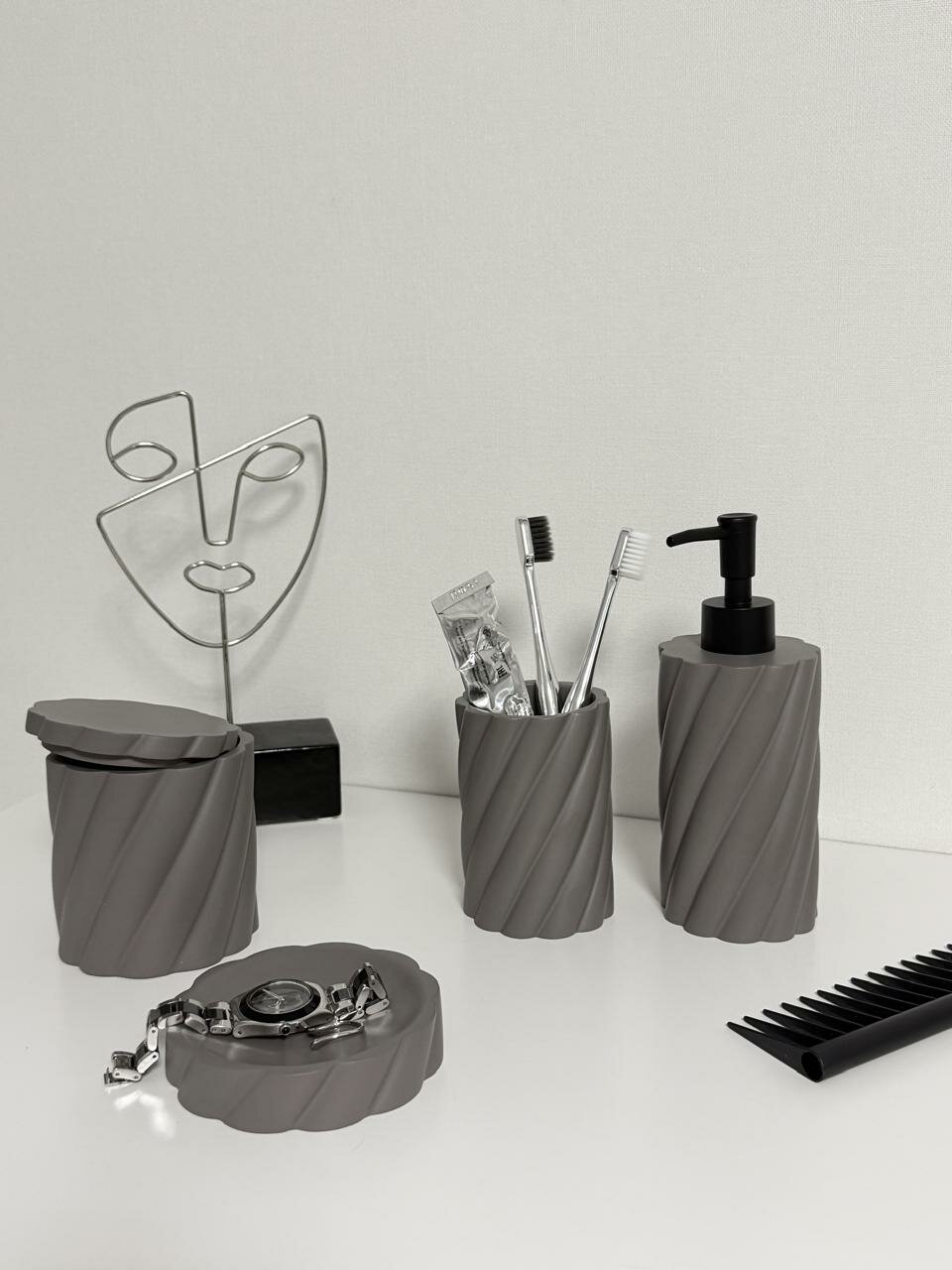 Набор аксессуаров для ванной комнаты, 4 предмета, кофе с молоком