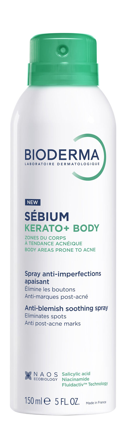 BIODERMA LABORATOIRE DERMATOLOGIQUE Sebium Kerato+ Cпрей для тела против несовершенств, 150 мл