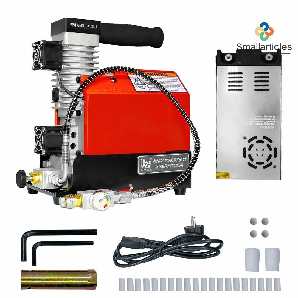 Воздушный компрессор CS2 PCP, 4500 фунтов на квадратный дюйм/ 30 МПа, работает от автомобильного 12 В постоянного тока или домашнего 220 В переменного тока с адаптером