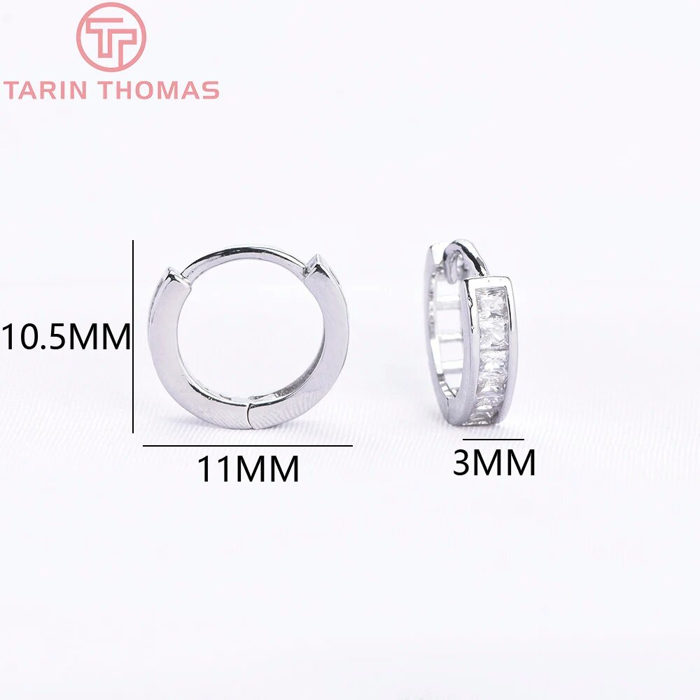 Серьги-кольца TARIN THOMAS, Белый циркон, 9544Style 32-4PCS