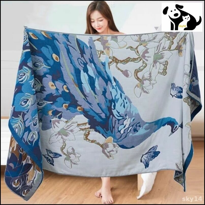 Эксклюзивный комплект полотенец для бани 80x160 см, хлопок, белый и синий