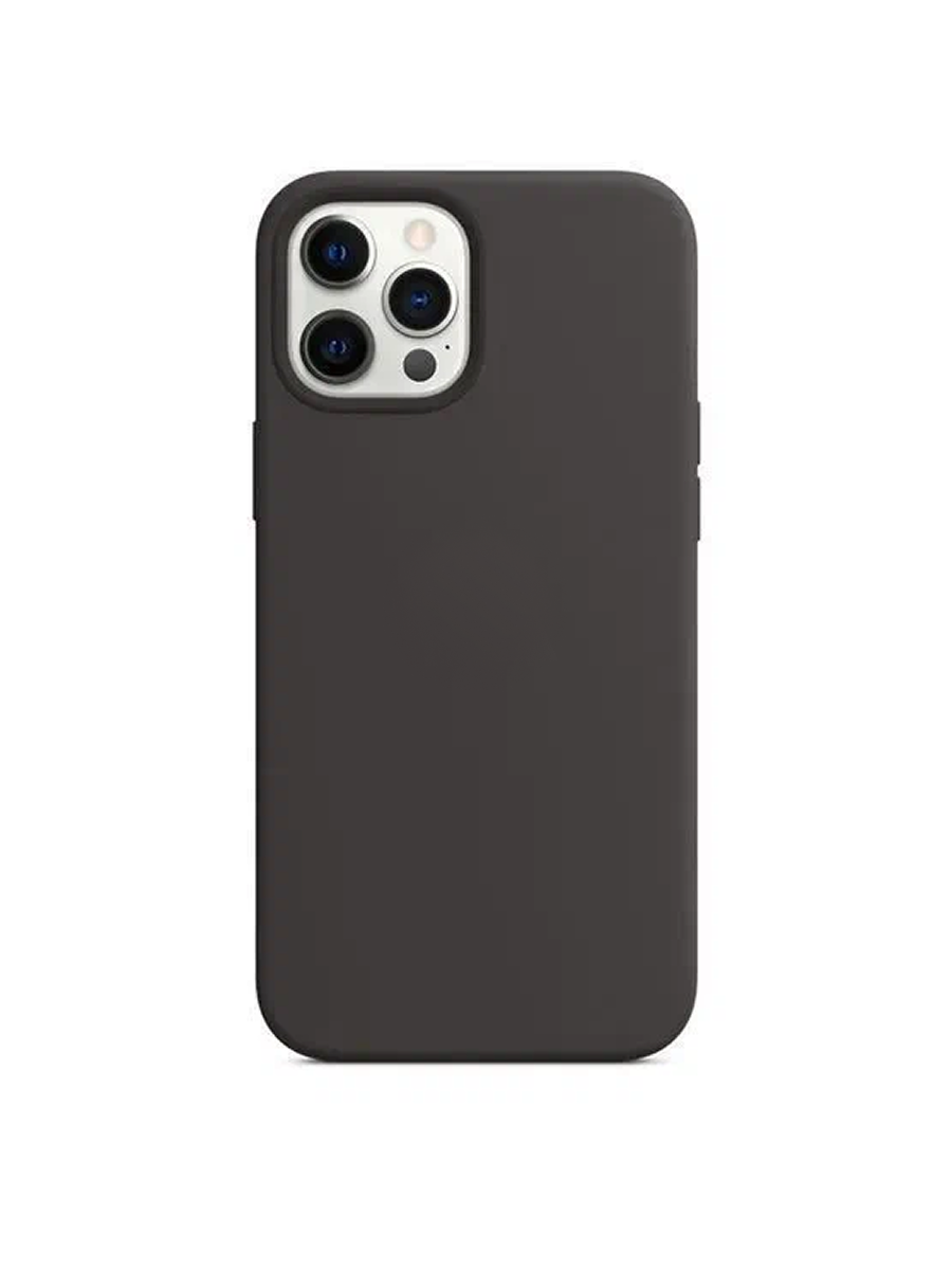 Чехол силиконовый Магсейф для iPhone 12 Pro Max Midnight с анимацией NFC, Silicone case Магсейф для айфон 12 про макс - Черный