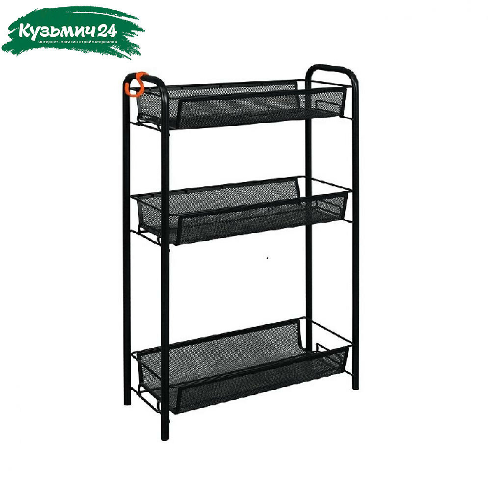 Этажерка ЗМИ Ладья 1К, 3 корзины, на колесах, черная