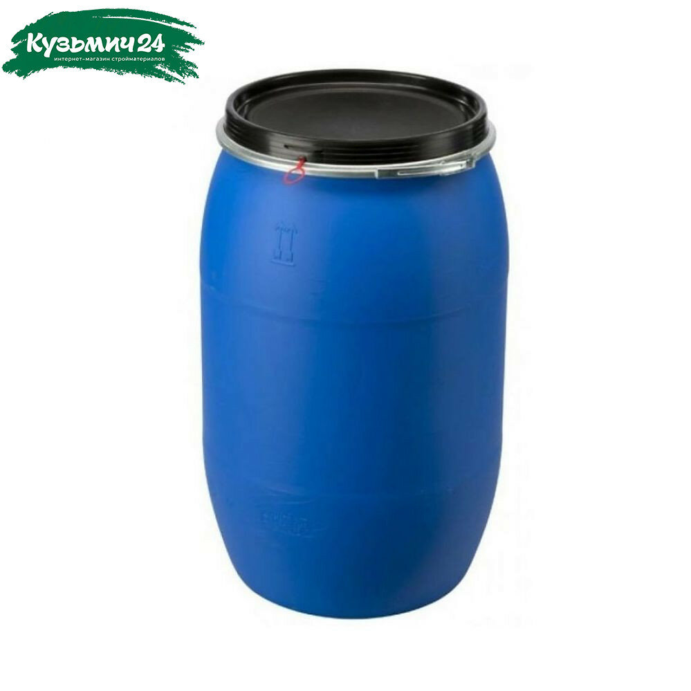 Бочка полиэтиленовая синяя, с крышкой, 170 л, б/у, мытая, 1 шт