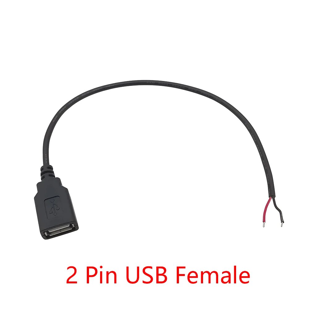 USB кабель питания 2P 4P 0.3м 1м 2м 2M, 2 Pin USB Female