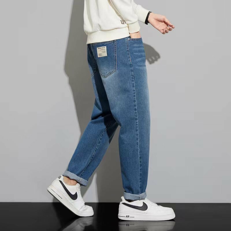 Охоты Брюки JYL Утеплённые джинсы мужские зимние толстые прямые широкие конические американские ретро девятидлинные повседневные