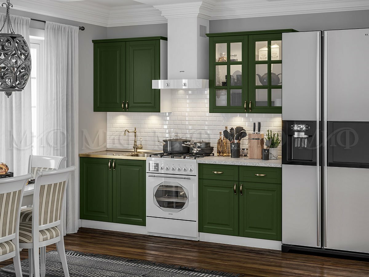 Кухонный гарнитур 1,6м/900 Престиж зеленый, белый со столешницей, МИФ