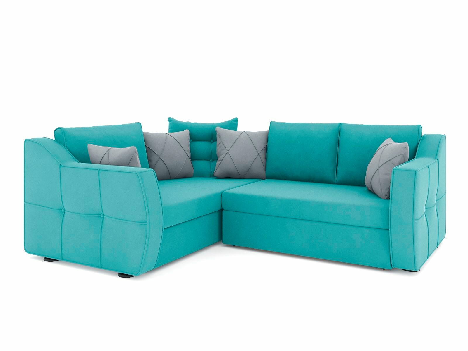 Угловой диван Френсис, дельфин, угол левый/правый, велюр Зара Азур 48 / Зара Маус 12