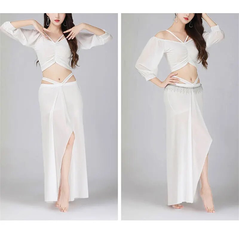 Женский комплект для танца живота 2 предмета L, white