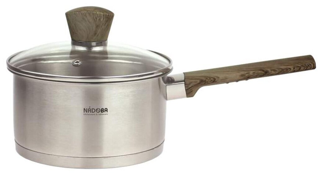 Ковш нержавеющая сталь, 1.7 л, крышка стекло, индукция, Nadoba, Ludva, 727014