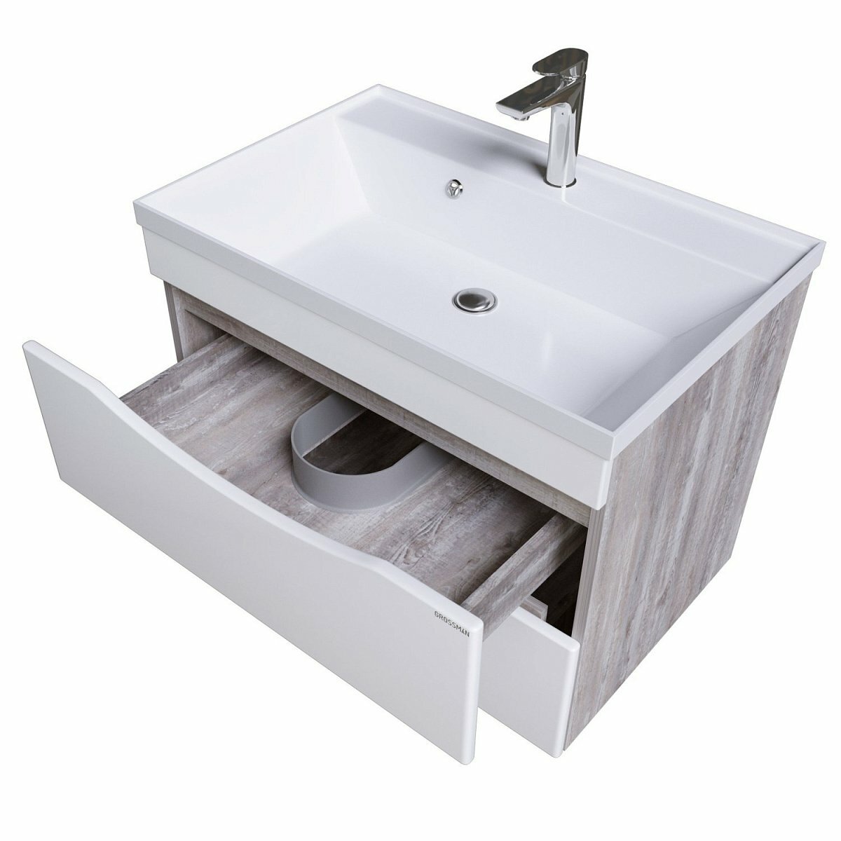 Тумба с раковиной подвесная Grossman талис 108014 80 Бетон пайн/белый глянец