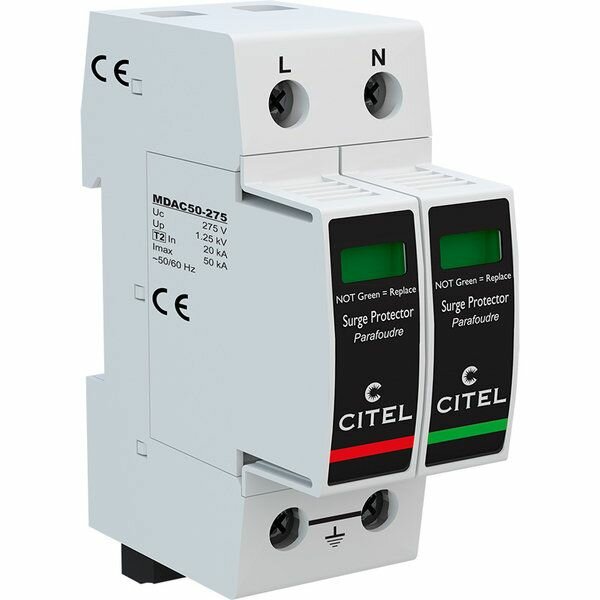 УЗИП CITEL DAC50S-11-275 (821110242), тип 2, для защиты однофазной TNC-сети переменного тока, импульс Imax 50кА на полюс