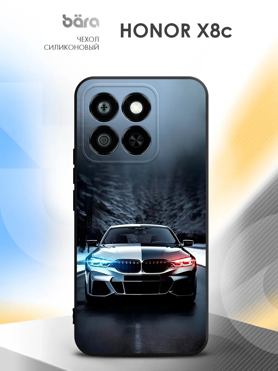 Чехол на Honor X8c / Хонор Х8с накладка, защитный, матовый, черный с рисунком