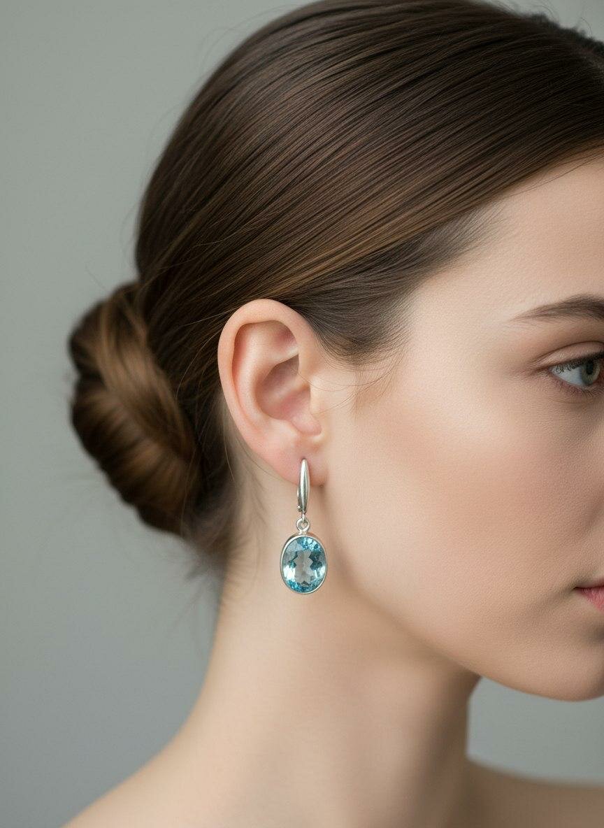 Серьги, серебро, 925 проба, топаз