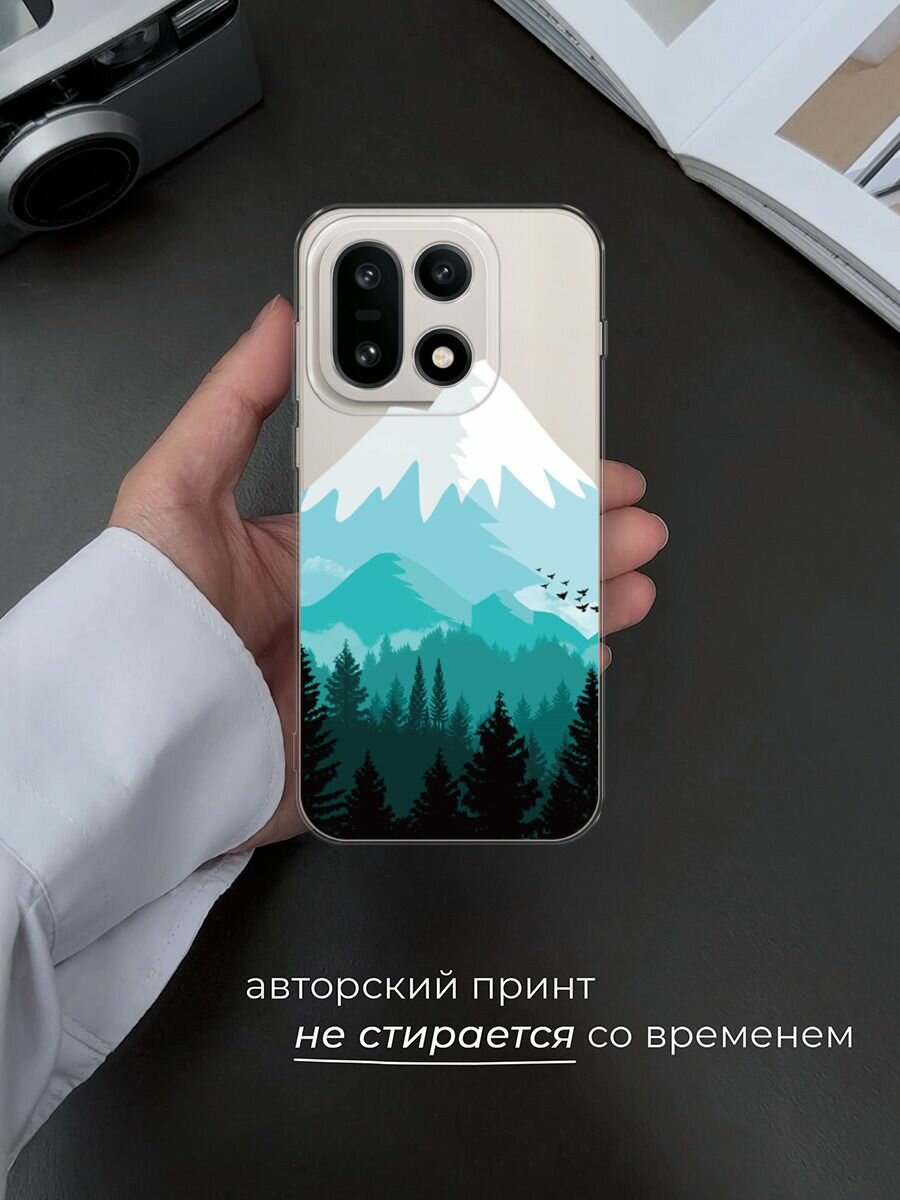 Чехол на OnePlus 15 / Ван Плас 15 с принтом Синяя снежная гора, прозрачный — фото 1