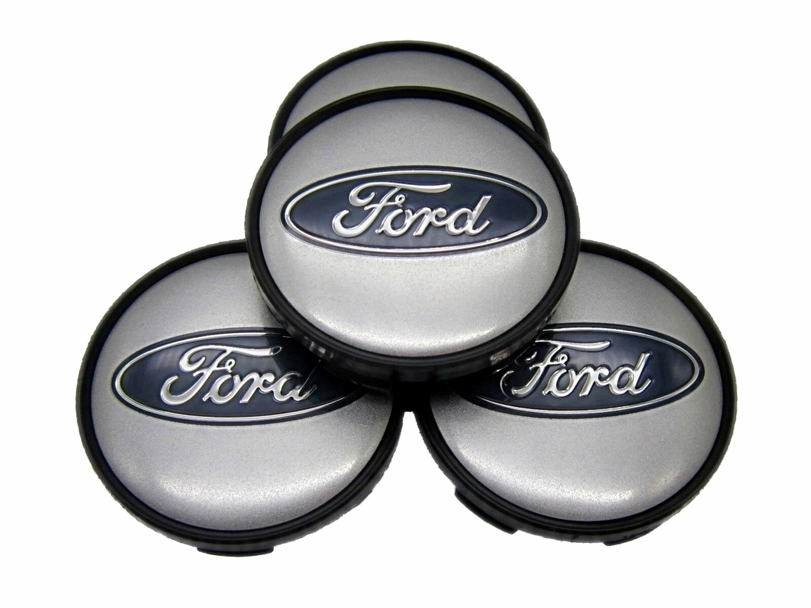 Колпачки заглушки на литые диски Ford chrome 59/56/10 мм, комплект 4 шт.
