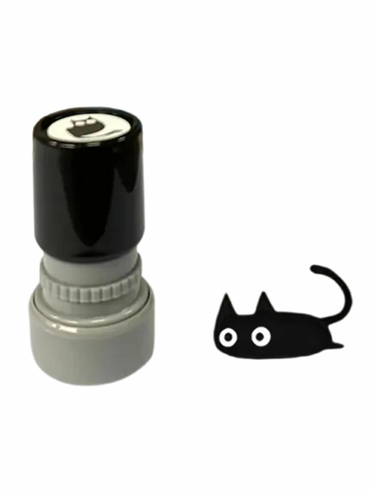 Милая печать в виде черной кошки - кривой хвост