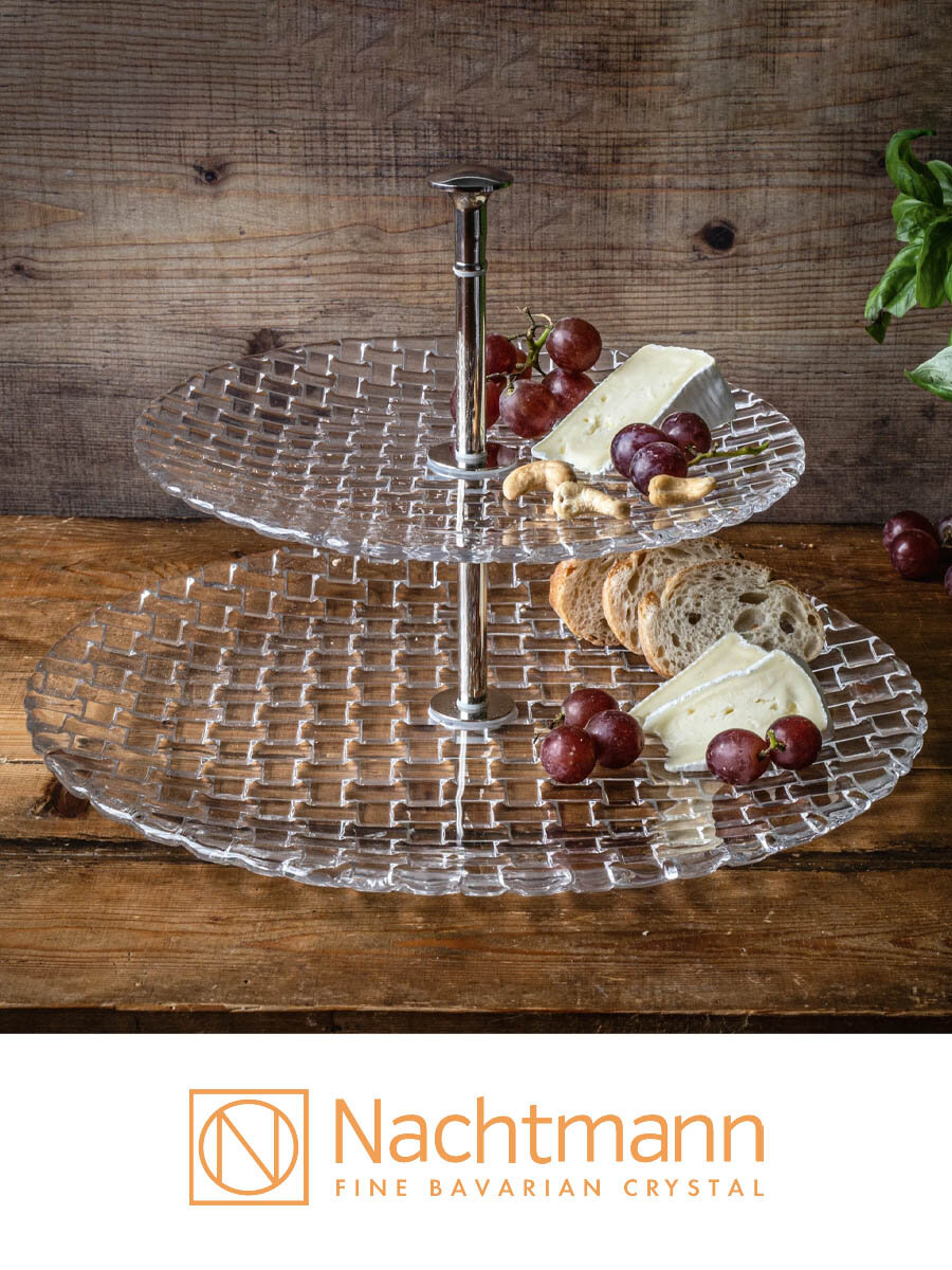 Блюдо 2-х ярусное Nachtmann Bossa Nova, высота 20.6 см, диаметр 32/23 см, хрустальное стекло
