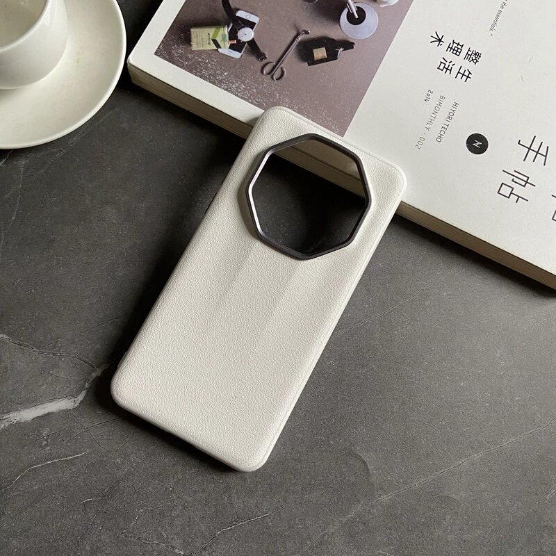 Кожаный чехол Porsche Design для Huawei Mate 60 RS, полная защита, цвет античный белый