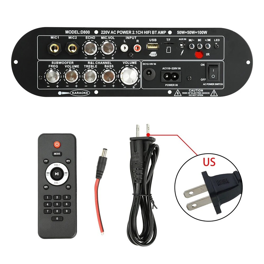 Ziqqucu Bluetooth модуль усилитель 2.1 канала 50Вт+50Вт+100Вт