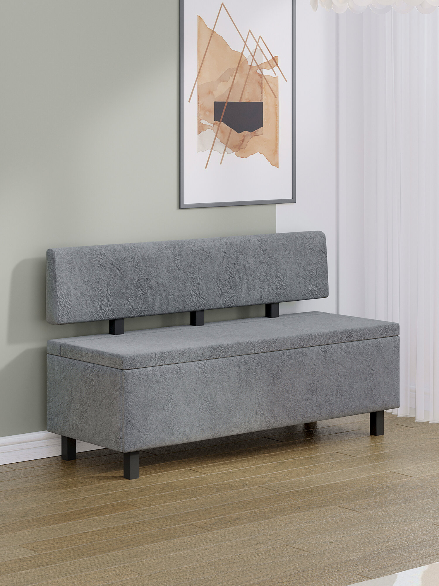 Скамья прямая «Брайтон» (1300 мм) Венге Цаво, Wellmart Silver