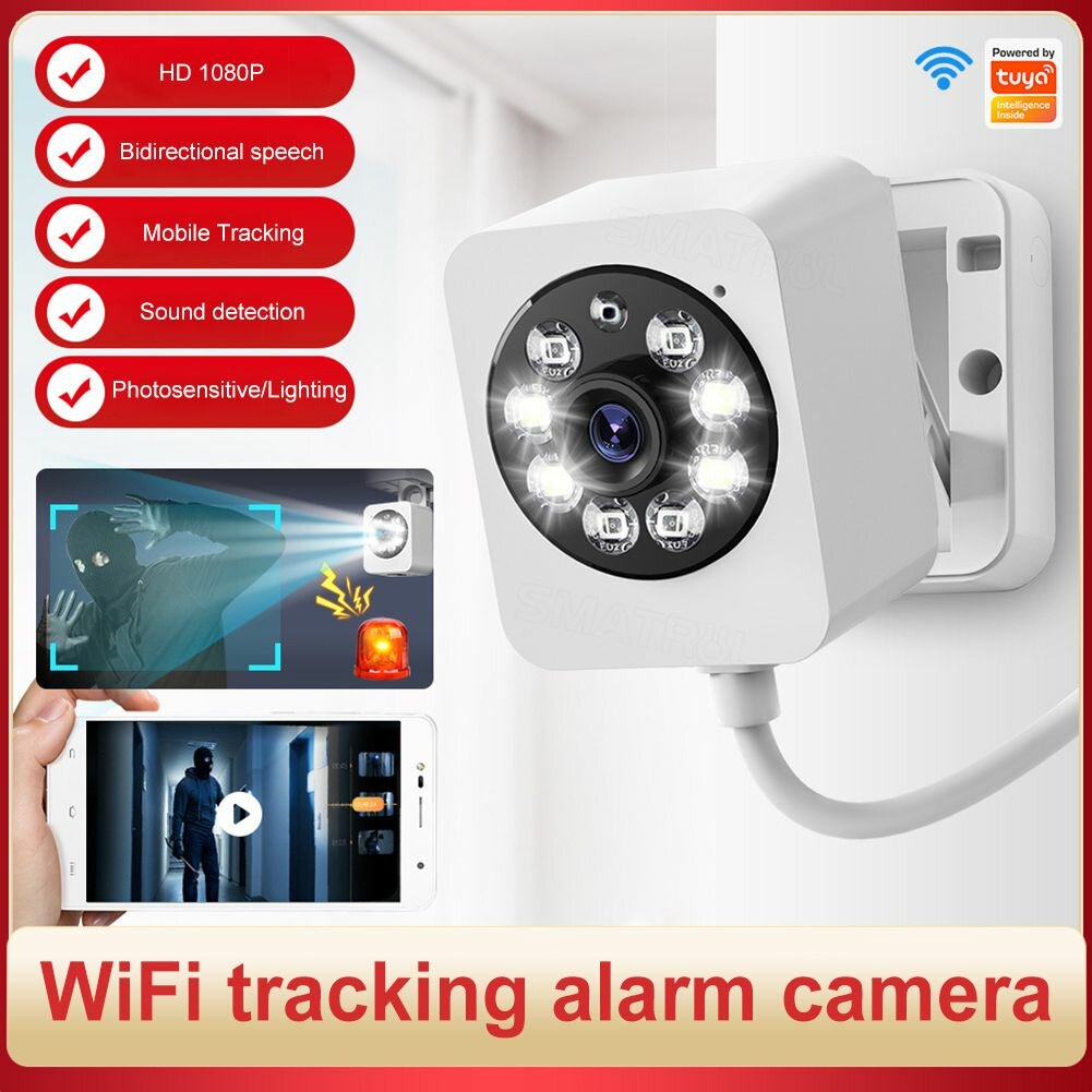 Камера Tuya 1080p с поворотом на 360 градусов 2.4g WIFI для видеонаблюдения