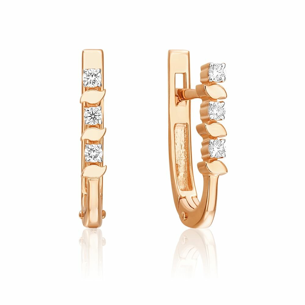 Серьги, красное золото, 585 проба, бриллиант