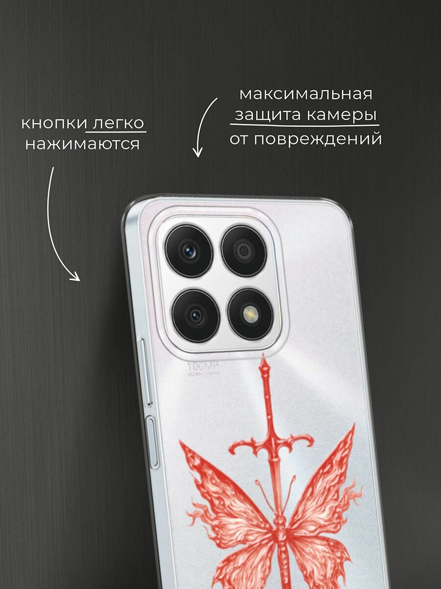 Силиконовый чехол на Honor X8A / Хонор X8A с принтом Бабочка и меч — фото 1