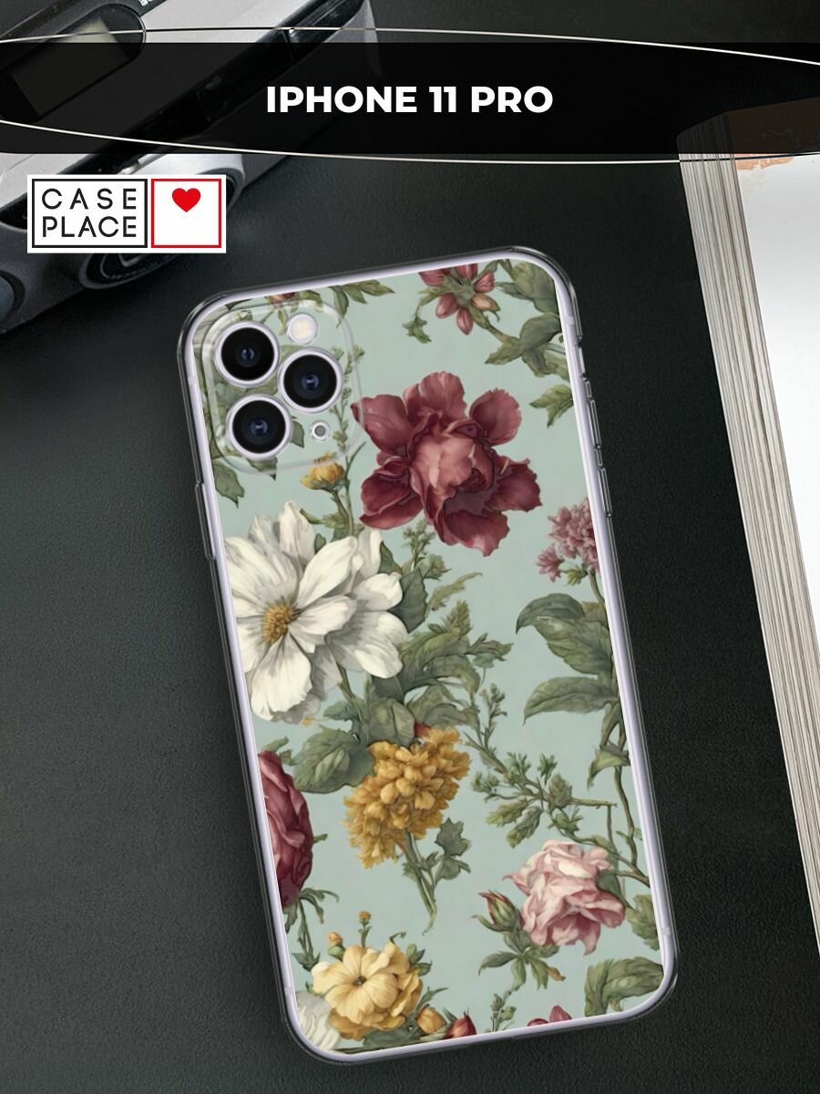 Чехол на Apple iPhone 11 Pro / Айфон 11 Про с принтом Акварельные красные цветы
