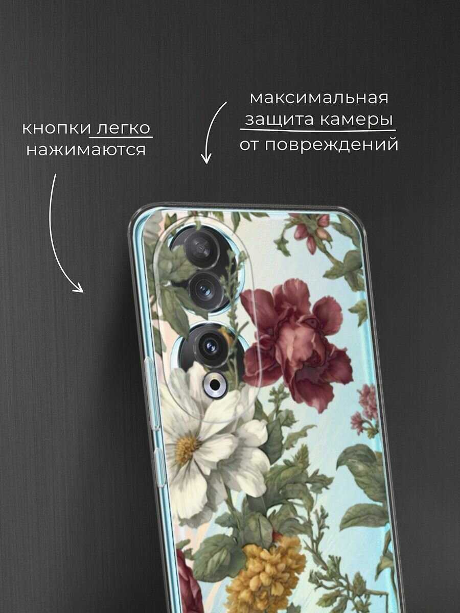 Силиконовый чехол на Honor 90 / Хонор 90 с принтом Акварельные цветы 2 — фото 1